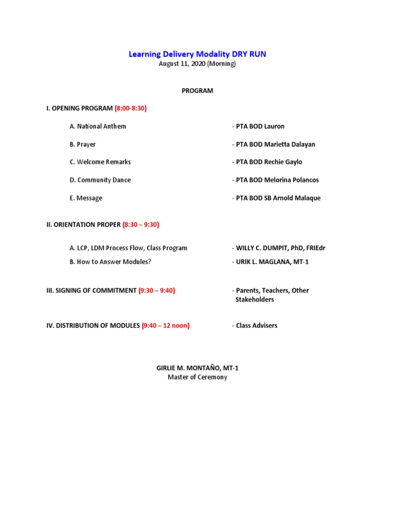 LNHS - LDM Dry Run Program | PDF