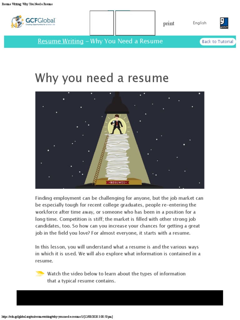 Resume Writing Why You Need A Resume | PDF | Résumé | Employment