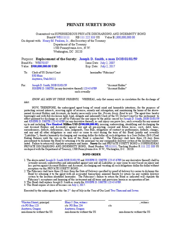 Private-Surety-Bond From Etc. | PDF