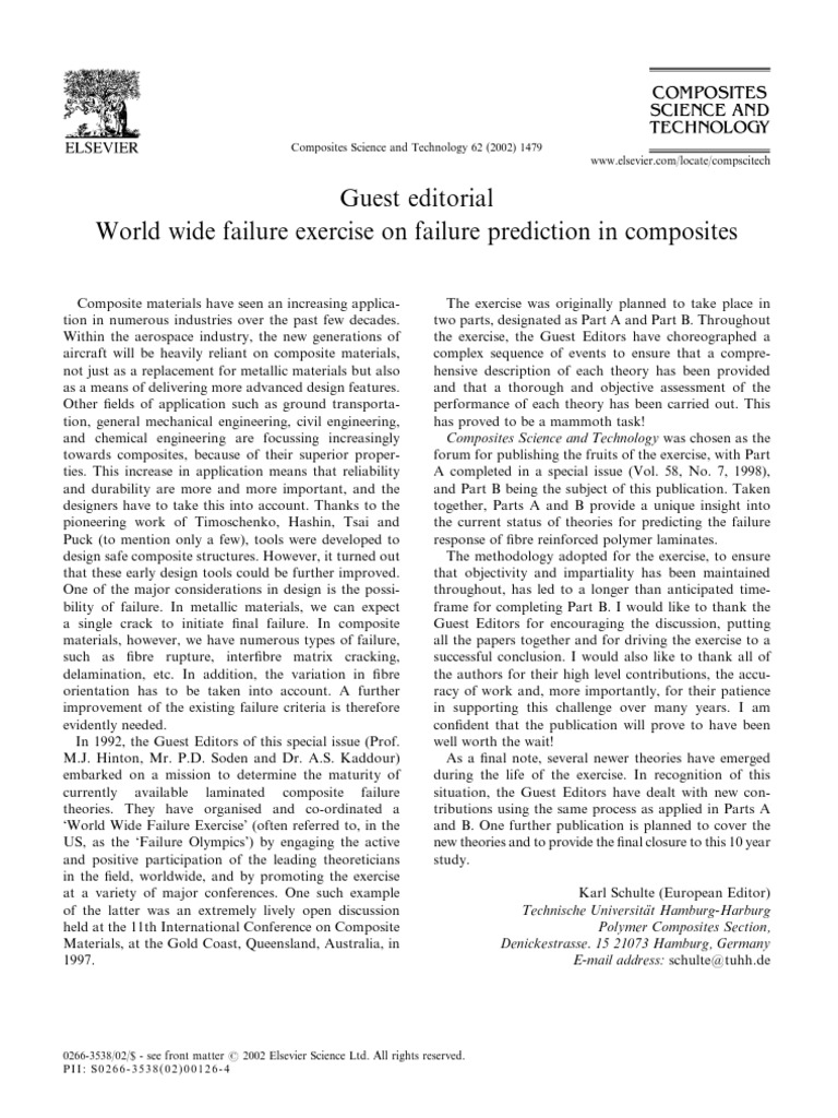 Guest Editorial World Wide Failure Exercise On Failure Prediction in ...