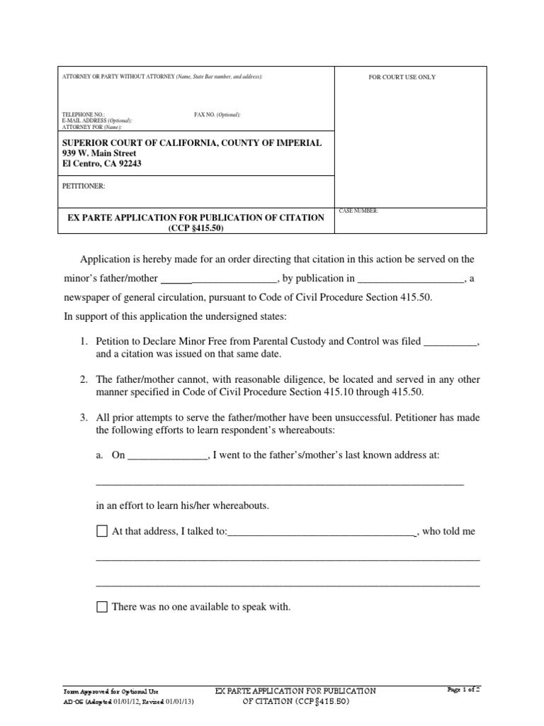 Superior Court of California, County of Imperial 939 W. Main Street El ...