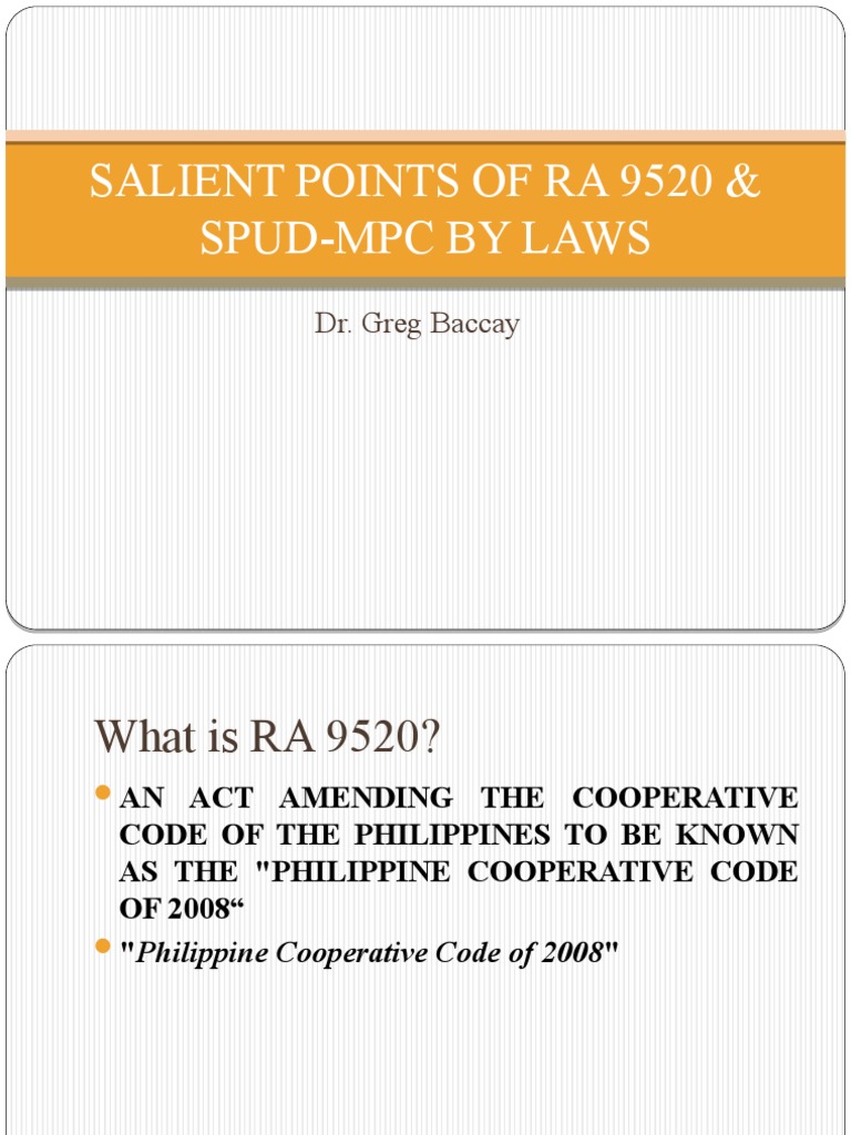 Salient Points of Ra 9520 & Spud-Mpc by | PDF | Cooperative | Board Of ...