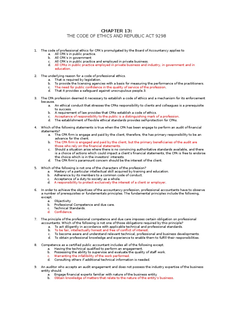 Code of Ethics and RA 9298 | PDF | Certified Public Accountant ...