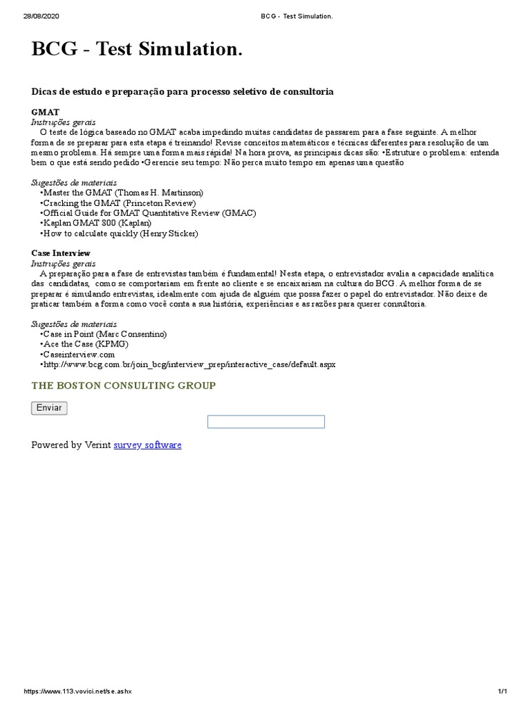 BCG - Test Simulation - (Tips) | PDF