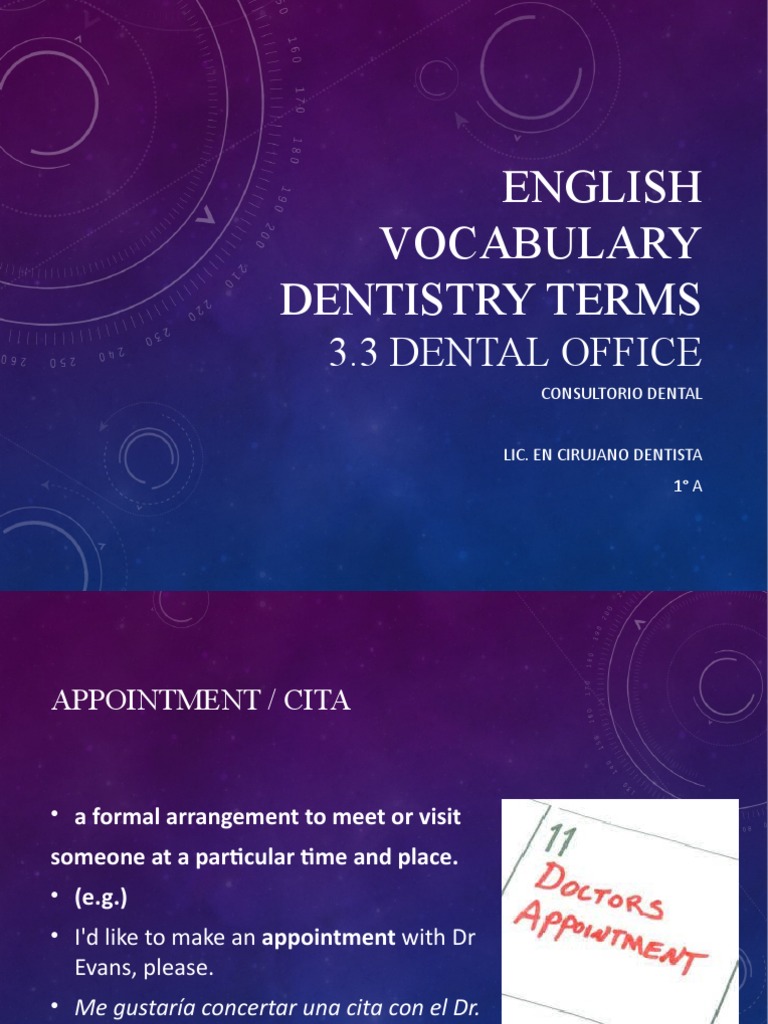 Essential Dental Vocabulary Guide | PDF | Dentistry | Dentures