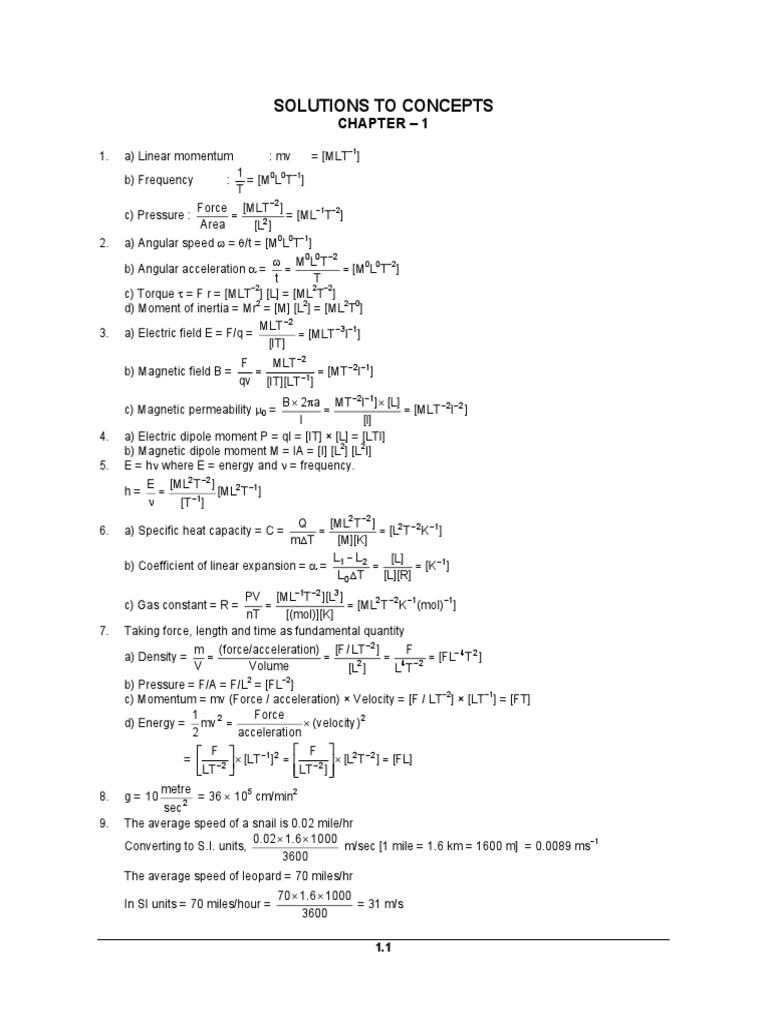 HC Verma Physics Part 1 Solutions | PDF | Torque | Force