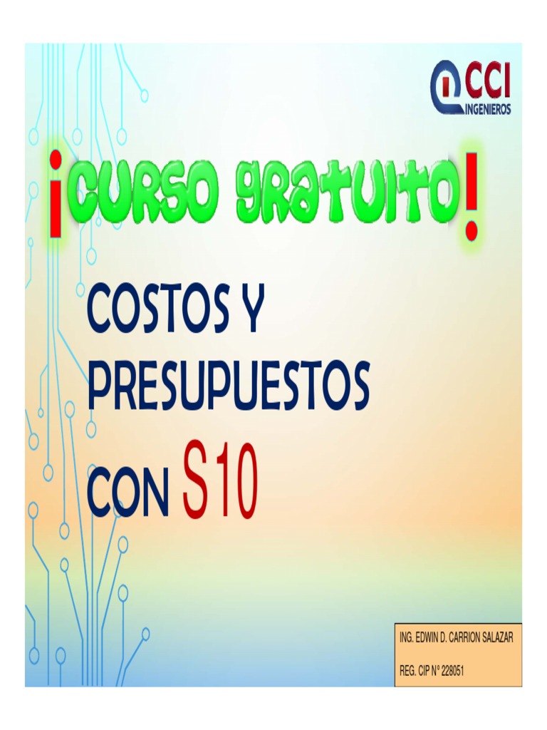 Curso Taller de Costos y Presupuestos Con S10 | PDF | Presupuesto | Hormigón