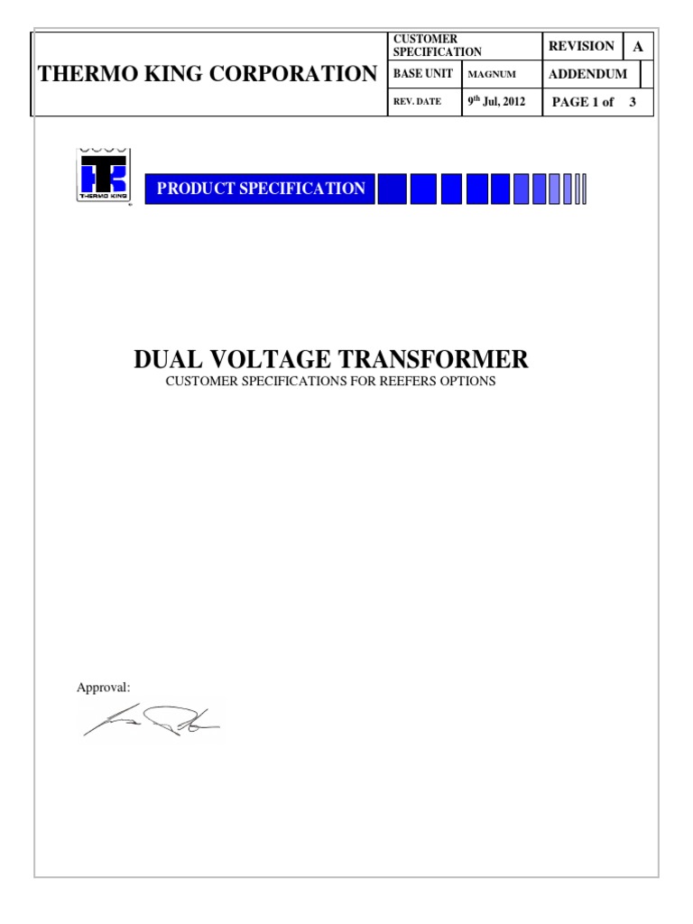 Dual Voltage Transformer Specification | PDF | Transformer | Components