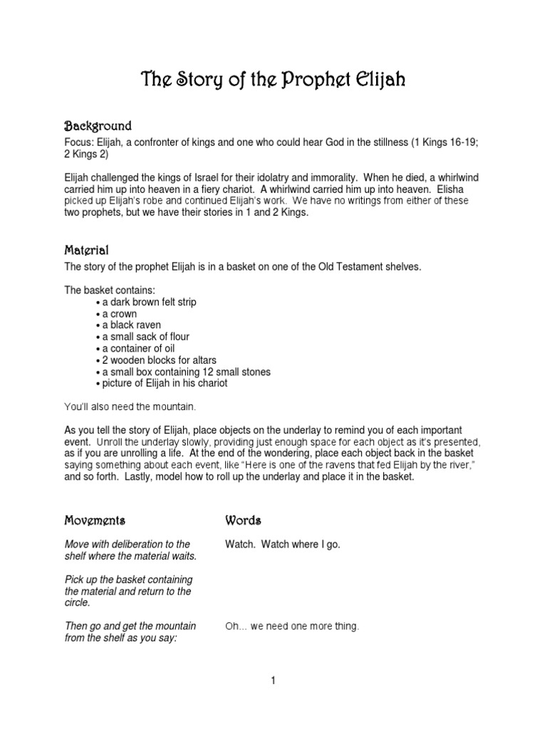 The Story of The Prophet Elijah: Background | PDF | Elijah | Religious ...