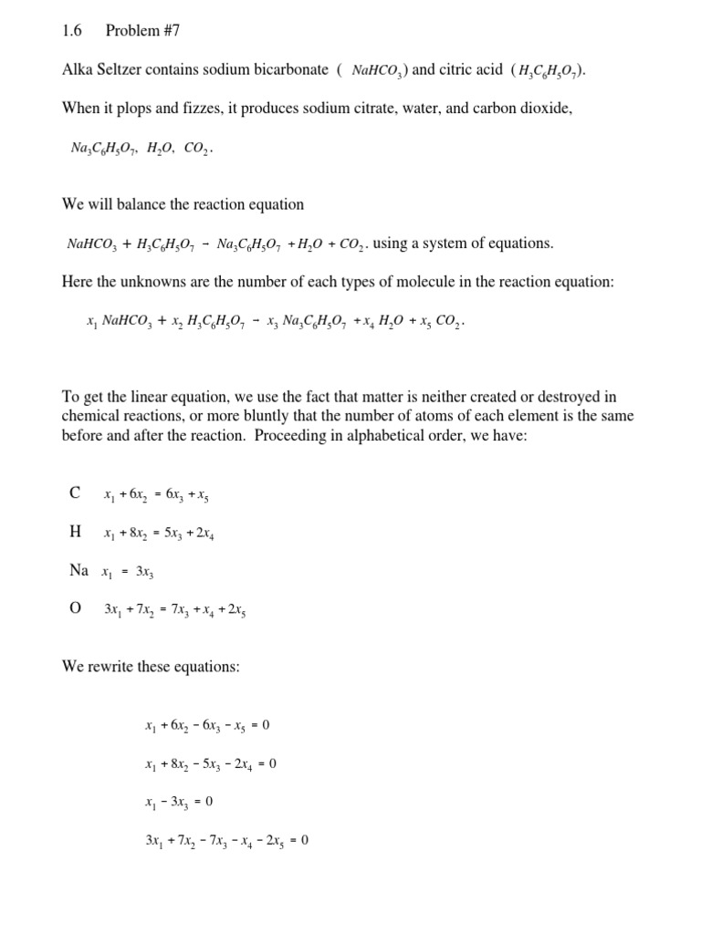Chemistry Reaction Balancing | PDF