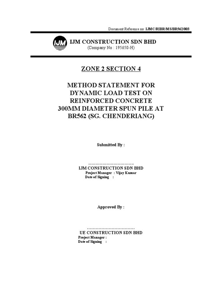 Zone 2 Section 4 Method Statement For Dynamic Load Test On Reinforced ...