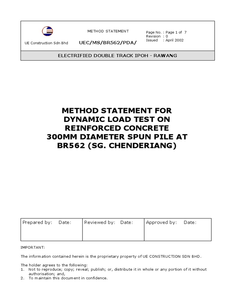 MS For MLT On 300 Spun Pile Test Pile BR457 | PDF | Deep Foundation ...
