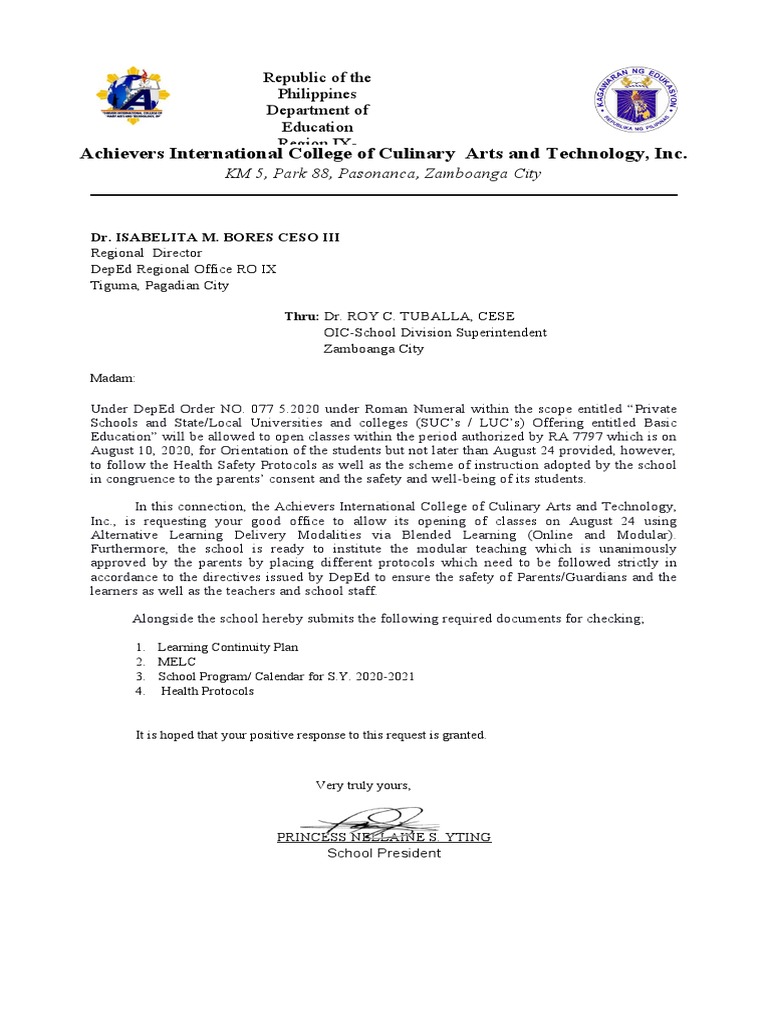 LETTER OF INTENT To DEPED | PDF