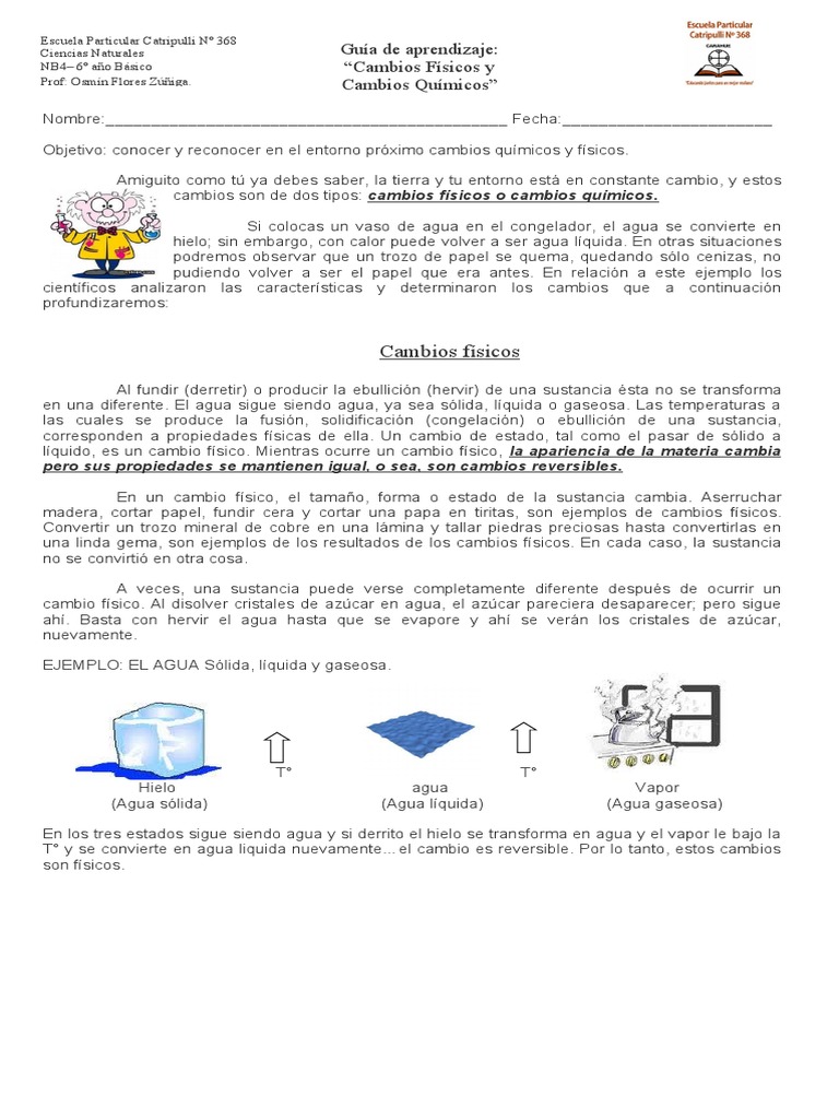 Cambios Físicos y Químicos en la Materia | PDF | Sustancias químicas ...