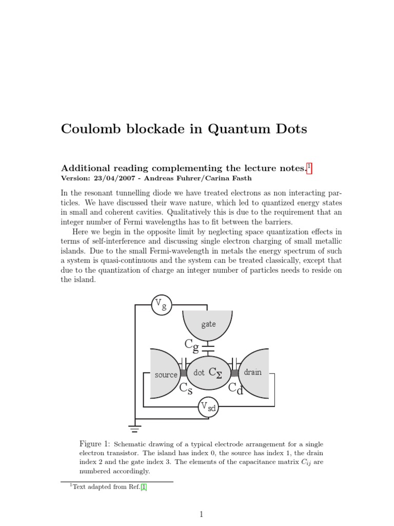 Coulomb Blockade | PDF | Quantum Tunnelling | Electron
