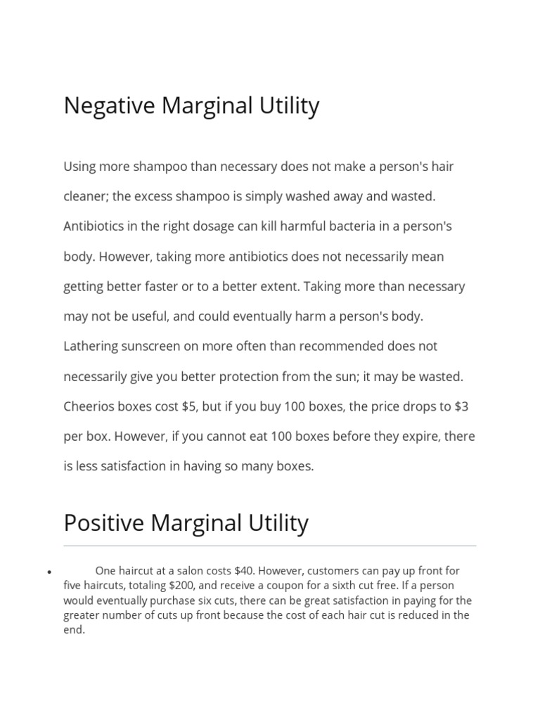 Negative Marginal Utility | PDF | Utility | Marginal Utility
