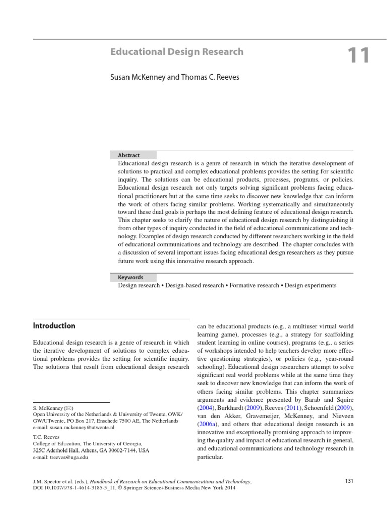 Educational Design Research: Susan Mckenney and Thomas C. Reeves | PDF ...