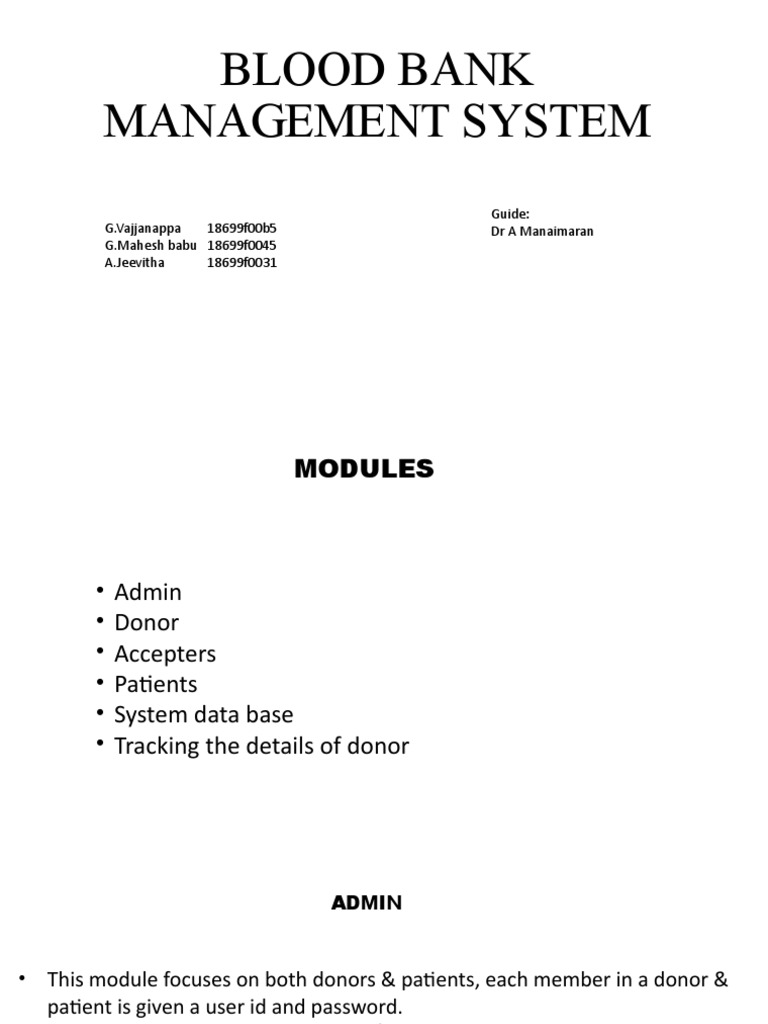 BLOOD BANK MANAGEMENT SYSTEM Diagrams | PDF | Blood Donation | Login
