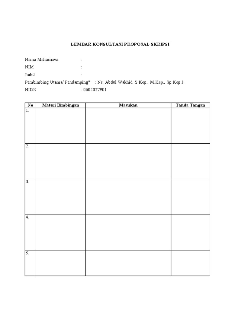 Lembar Konsultasi Proposal Skripsi | PDF