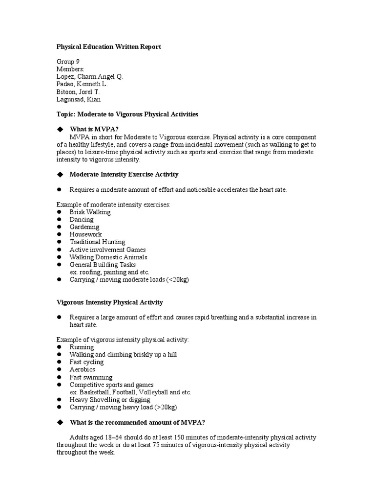 Physical Education Written Report | PDF | Heart Rate | Osteoporosis