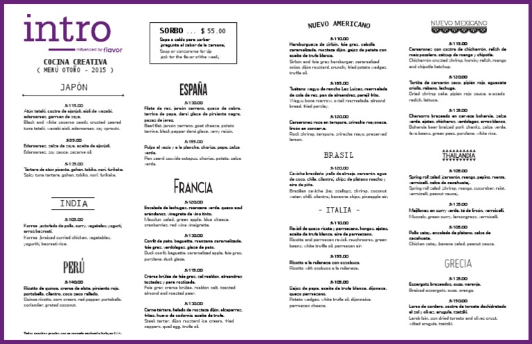 Menú Otoño 2015 - Cocina Creativa | PDF | Alimentos | Ingredientes de ...
