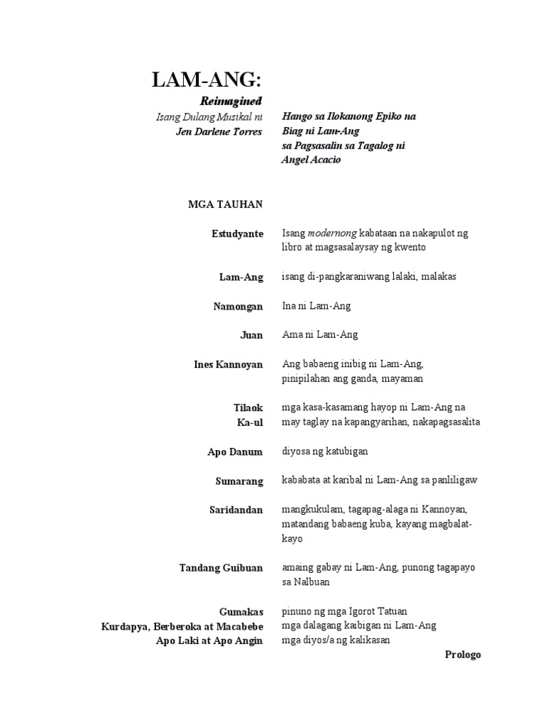 Lam-Ang Musical Staged Version | PDF