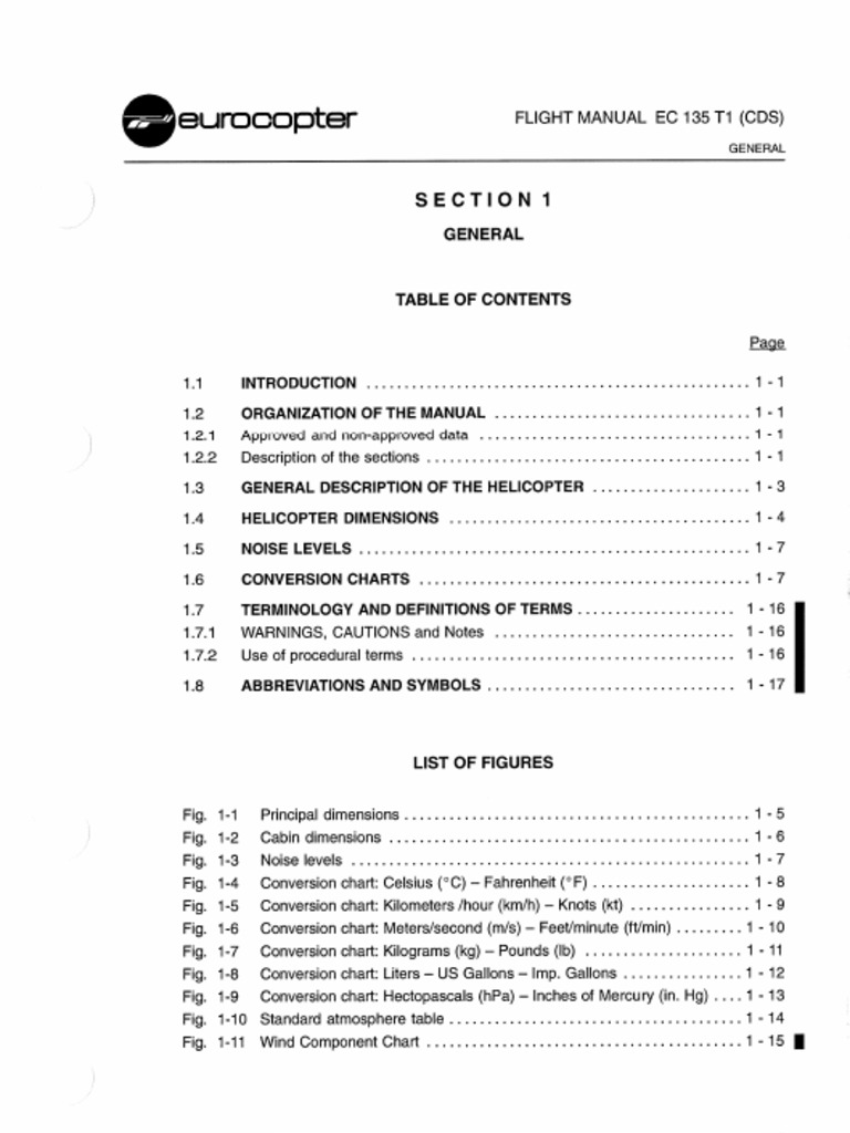 EC135 T1 RFM Section 1 General | PDF