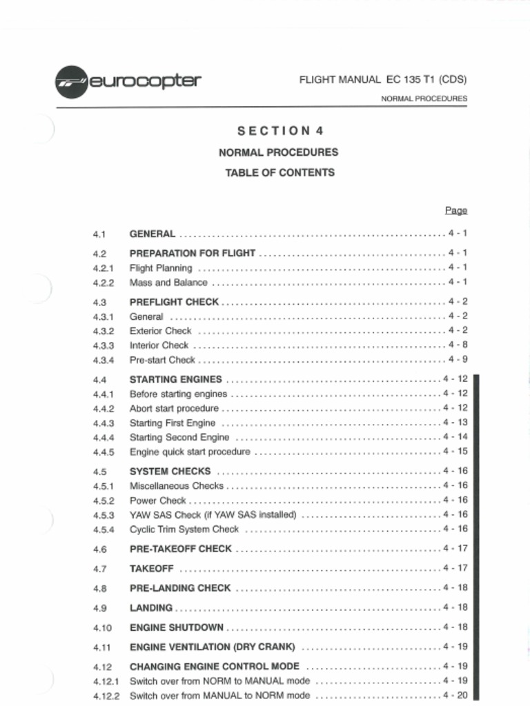 EC135 T1 RFM Section 4 Normal Procedures | PDF