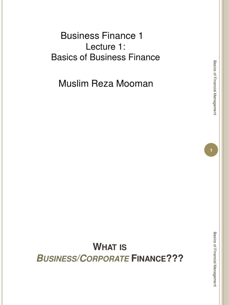 1-Business Finance Lecture 1-1 | Download Free PDF | Corporations ...