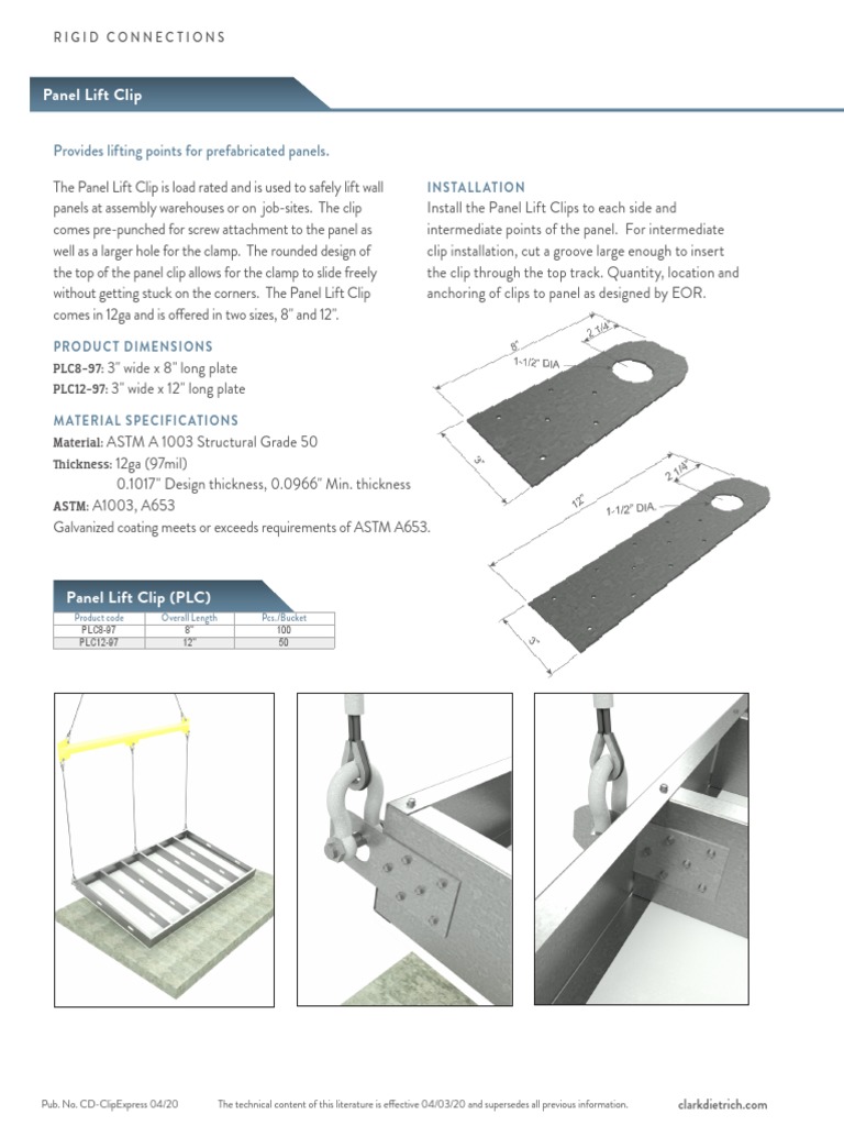 Panel Lift Clip: Provides Lifting Points For Prefabricated Panels | PDF ...