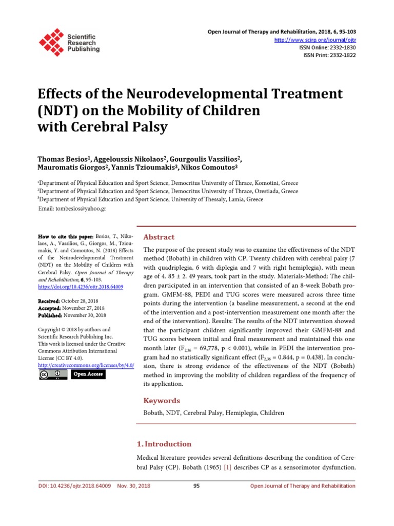 Effects of The Neurodevelopmental Treatment NDT On | PDF | Physical ...