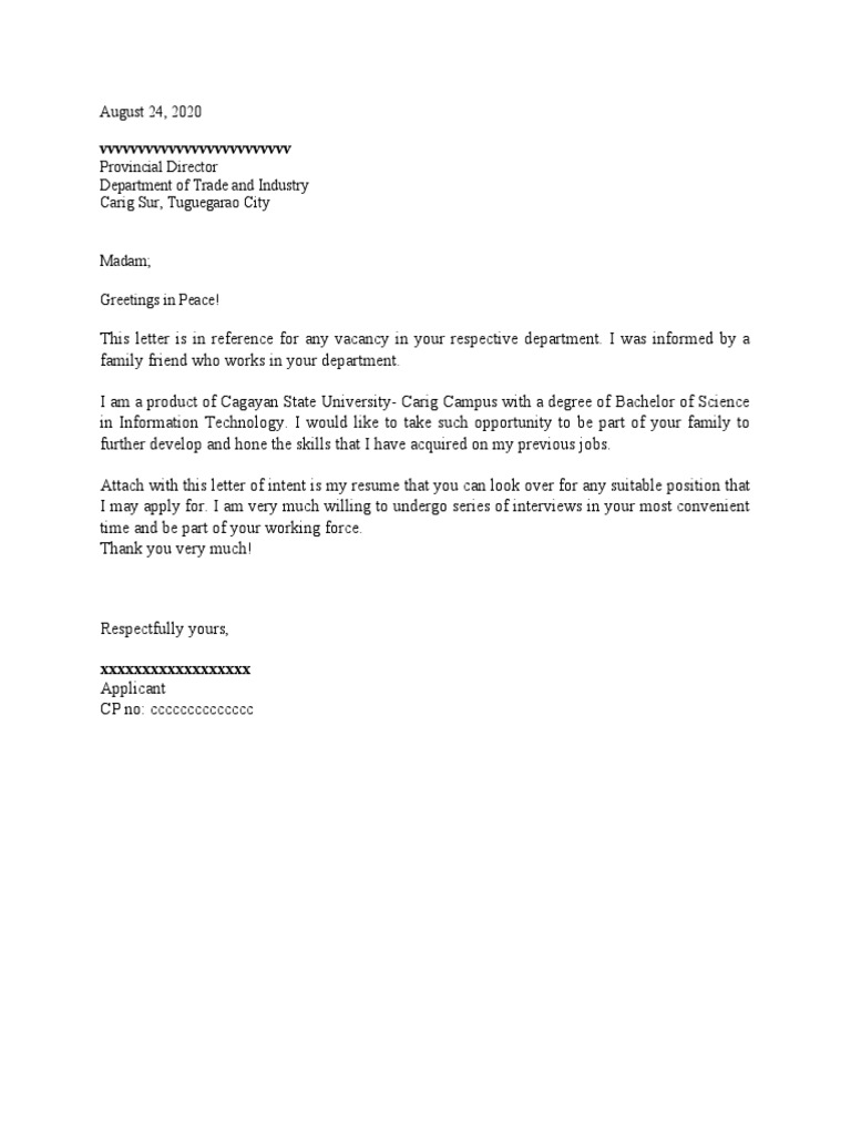 Application Letter - DTI | PDF