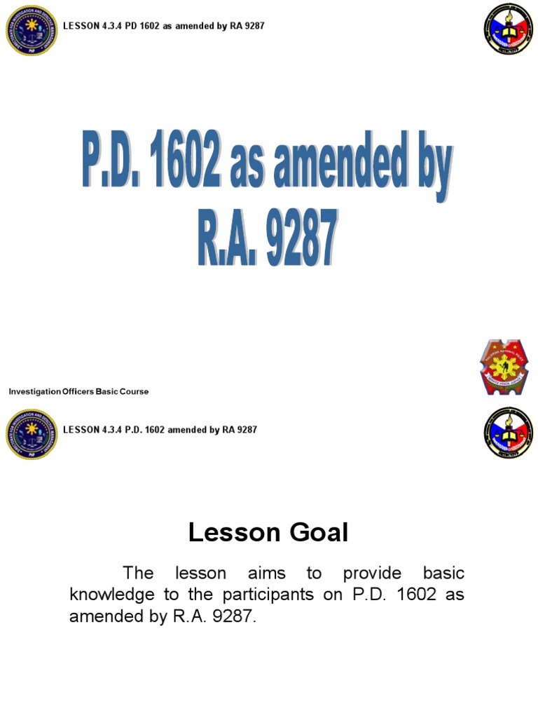 PD 1602 As Amended by Ra 9287 | Download Free PDF | Gambling | Palladium