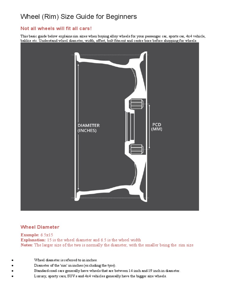 Wheel Rim Diameter Explained | PDF | Wheel | Automotive Industry
