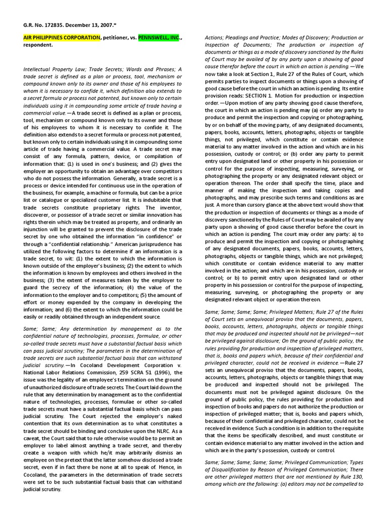 Air Philippines Corporation vs. Pennswell, Inc., 540 SCRA 215, G.R. No ...