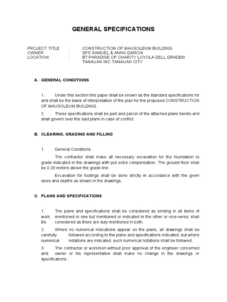 General Construction Specifications | PDF | Concrete | Horticulture And ...