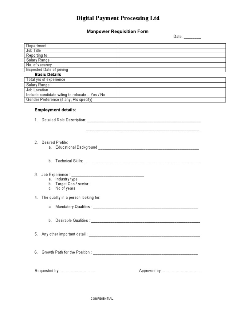 Manpower Requisition Form | PDF
