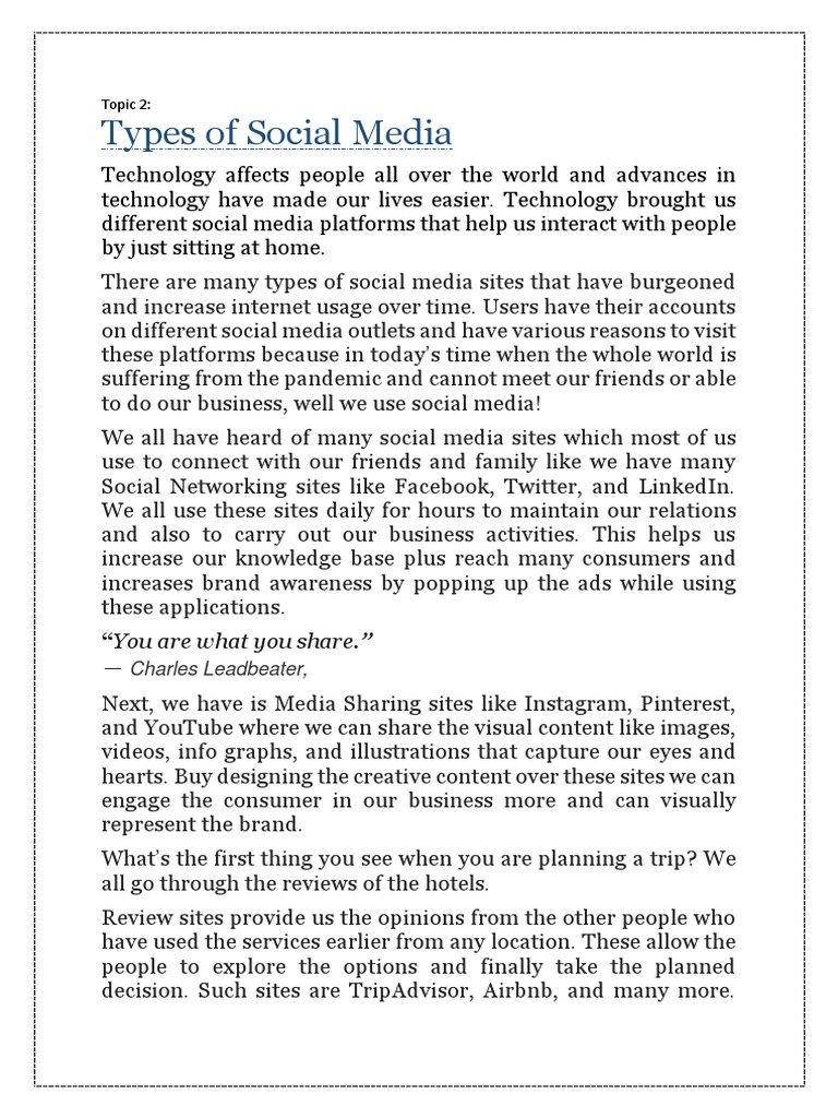 Types of Social Media PDF | PDF | Social Media | Popular Culture ...