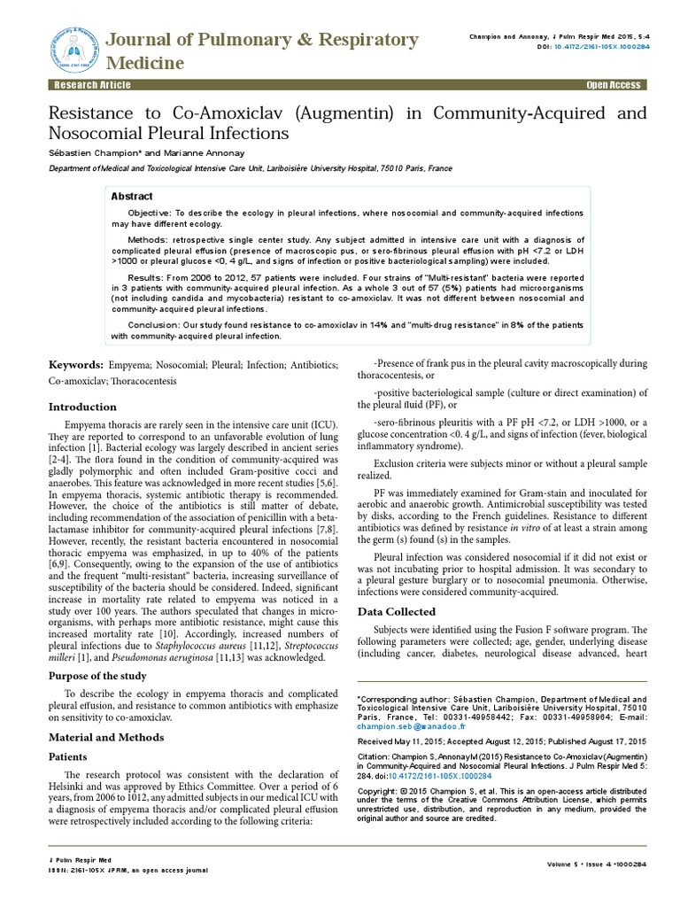 Journal of Pulmonary & Respiratory Medicine | PDF | Pneumonia ...