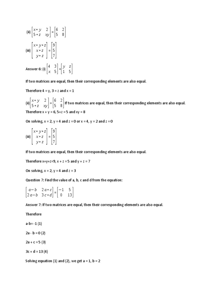 Solving Systems of Linear Equations Through Matrix Equality | PDF