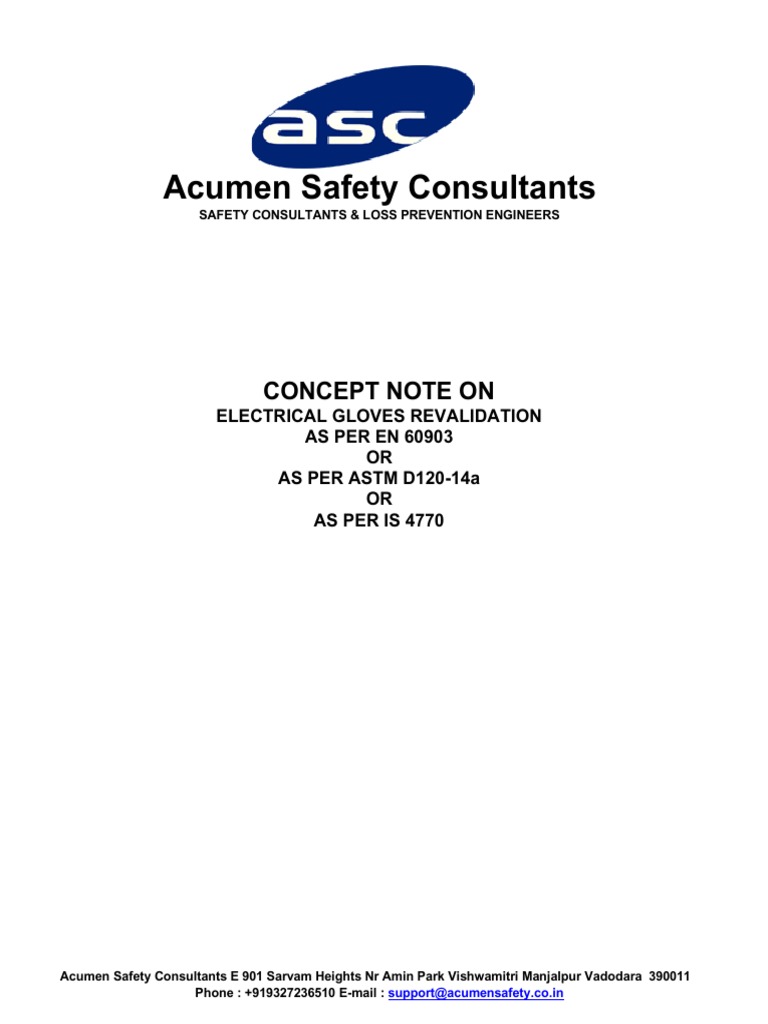 ASC en 60903 Gloves Revalidation Concept Note | PDF | Insulator ...