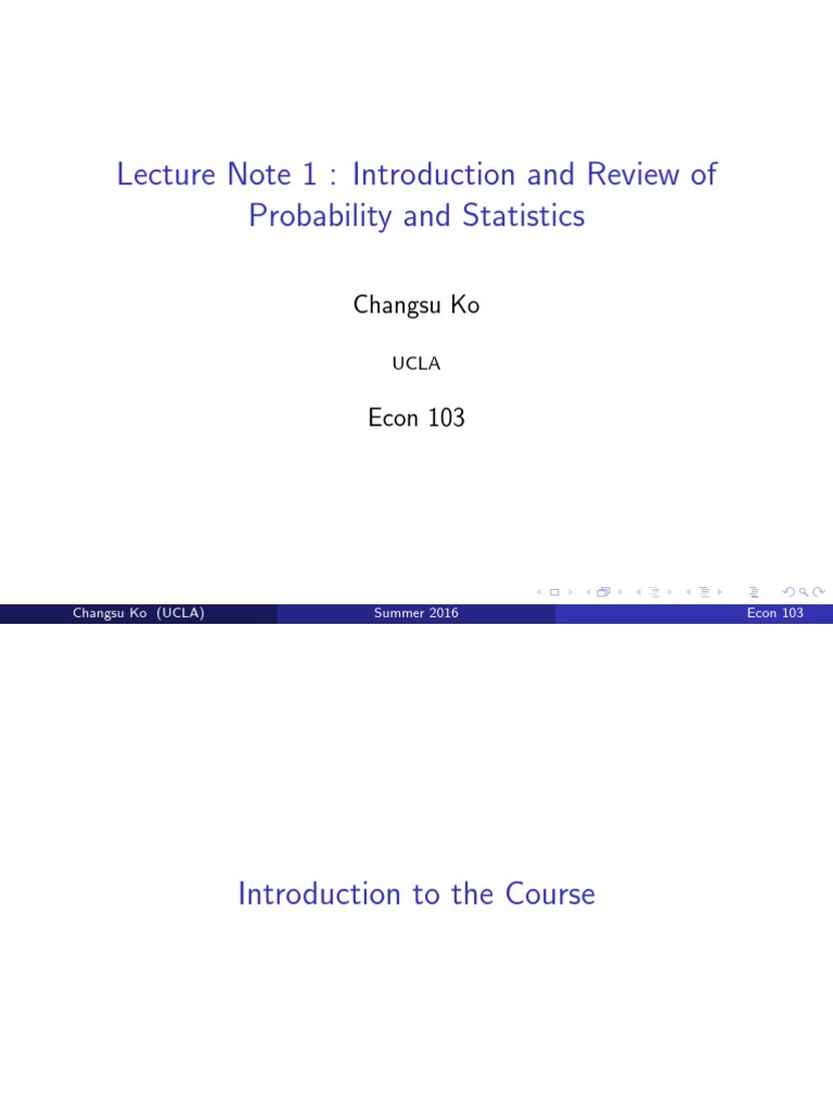 Lecture Note 1: Introduction and Review of Probability and Statistics ...