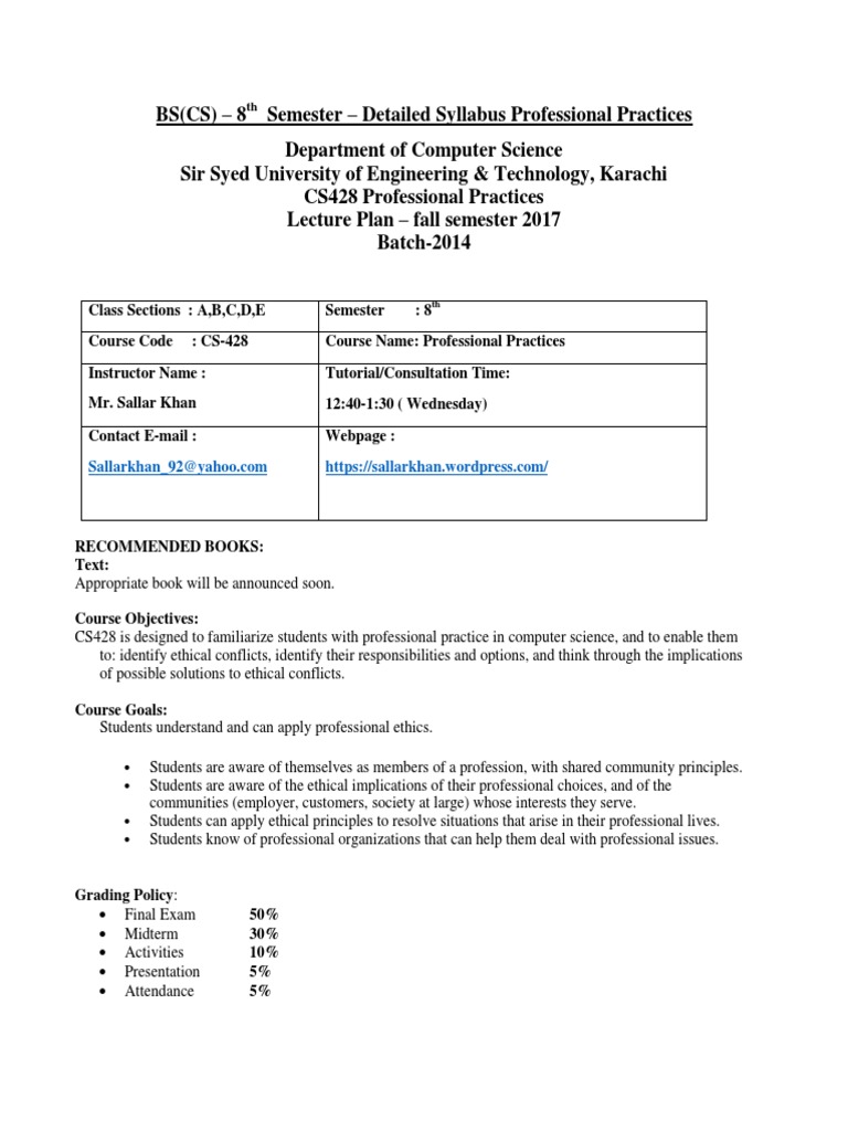 Professional Practices Course Outline | PDF | Entrepreneurship ...