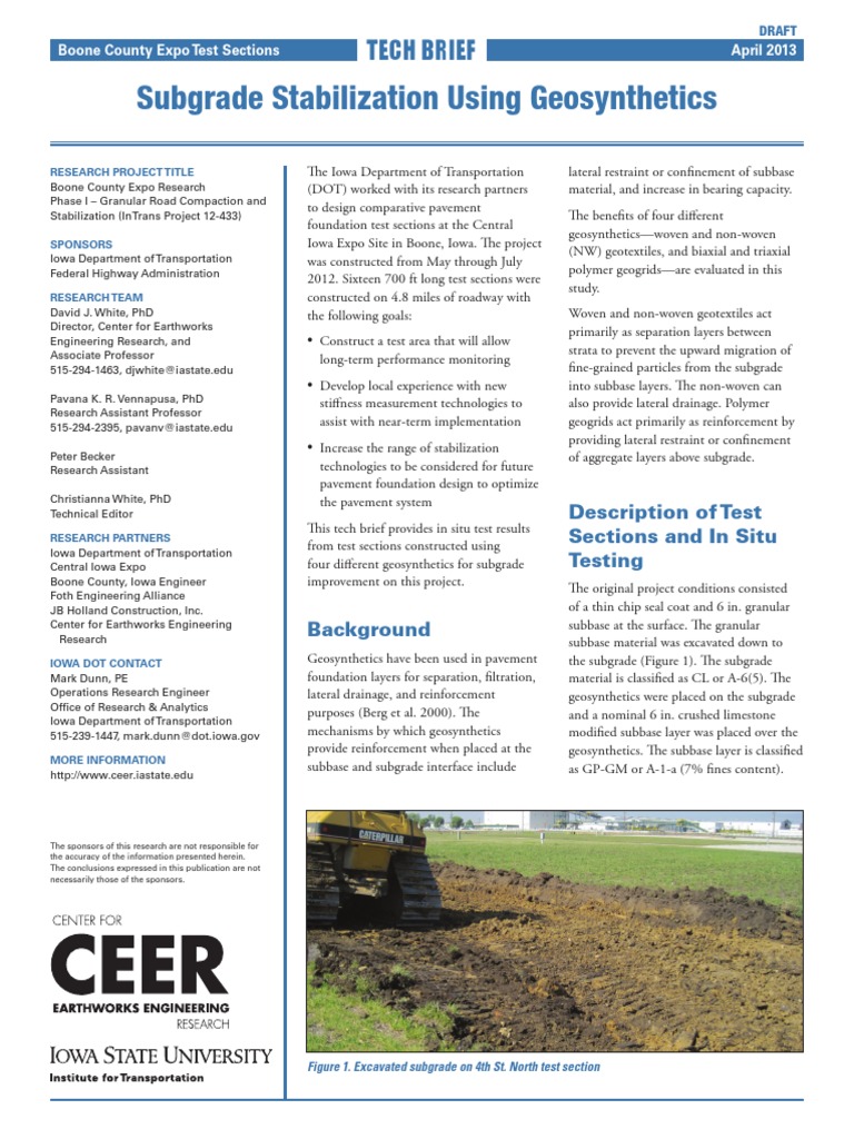 Subgrade Stabilization Using Geosynthetics | PDF | Materials | Civil ...