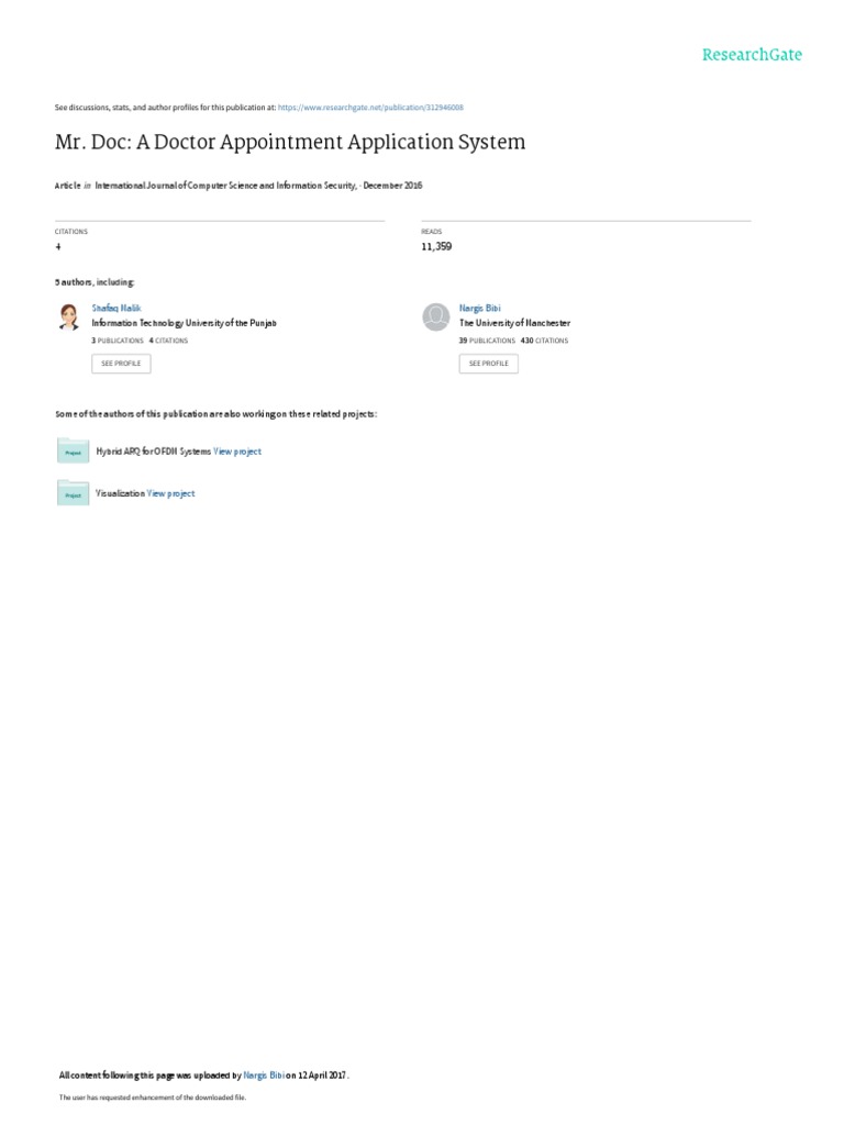 Mr. Doc: A Doctor Appointment Application System | PDF | Android ...