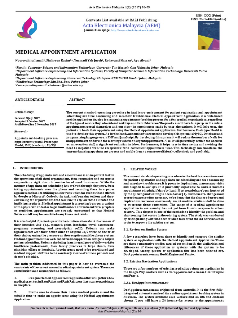 Medical Appointment Application Overview | PDF | Application Software ...