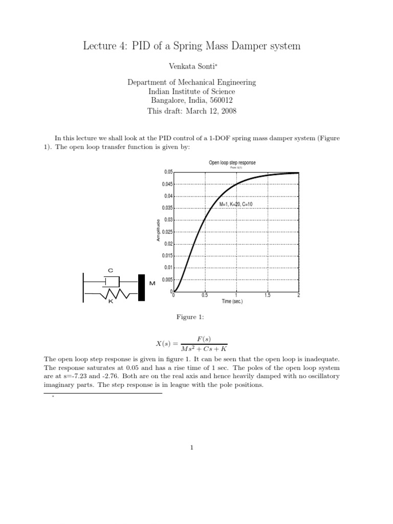 Lecture 4: PID of A Spring Mass Damper System | PDF | Control Theory ...