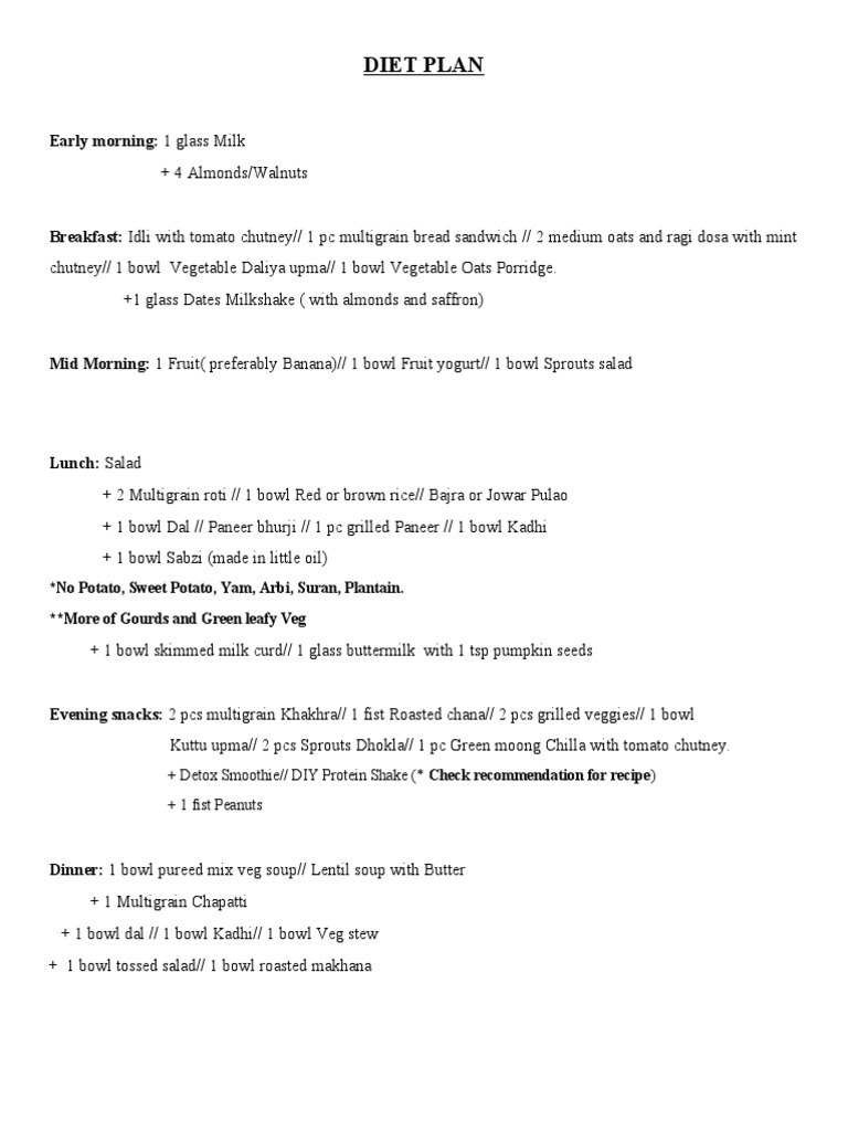 Diet Plan: No Potato, Sweet Potato, Yam, Arbi, Suran, Plantain. More of ...