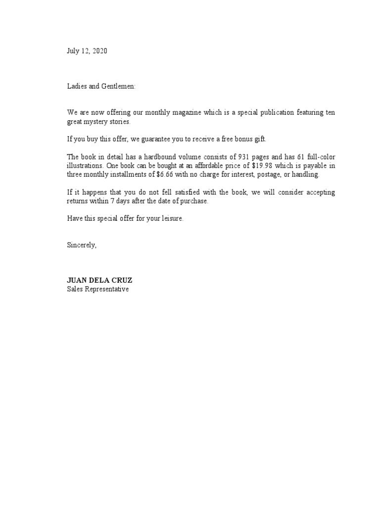 Sample Persuasive Business Letter | PDF
