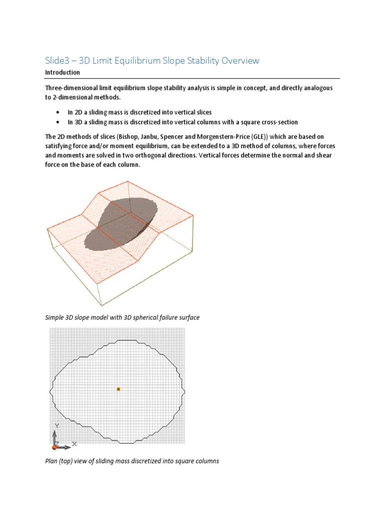 3D Limit Equilibrium Slope Stability | PDF | Mechanics | Mechanical ...